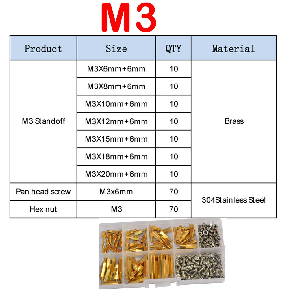 M4 -Kit d'assortiment de cartes mères, 240 pièces, M2 M2, 5, 3 M3 M4 ...