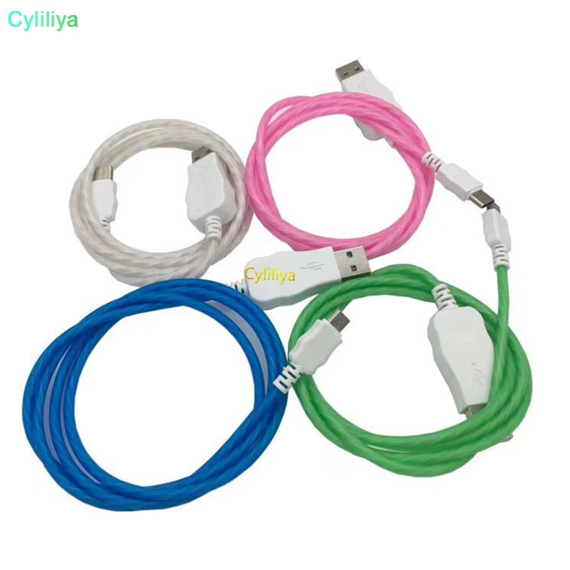 300pcs LED Flowing Visible Flashing Cable Micro USB Data Sync Charging ...
