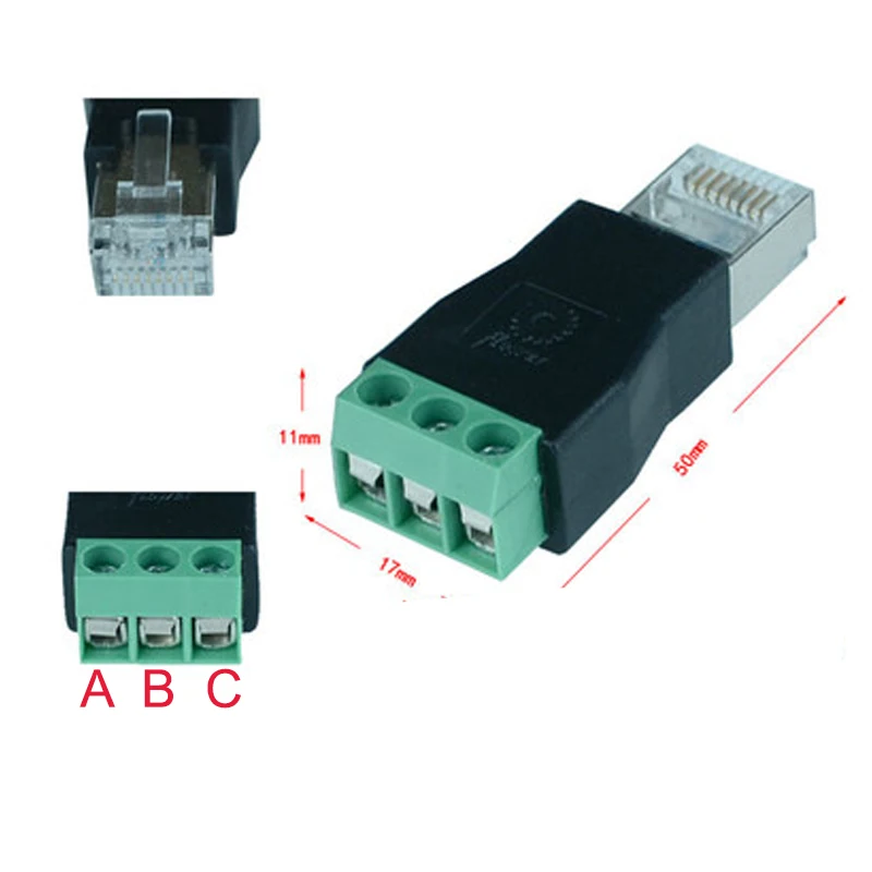 RJ45 male to 3Pins Screw Terminal Adaptor RJ45 to 485, RS232 to RS458 ...