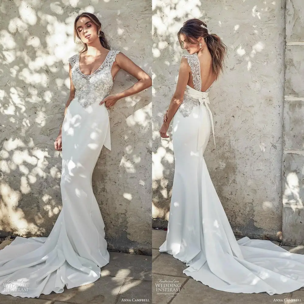 2020-Bead-Wedding-Dresses-V-Neck-Sexy-Backless-Sweep-Train-Mermaid-Wedding-Dress-Bridal-Gowns ...