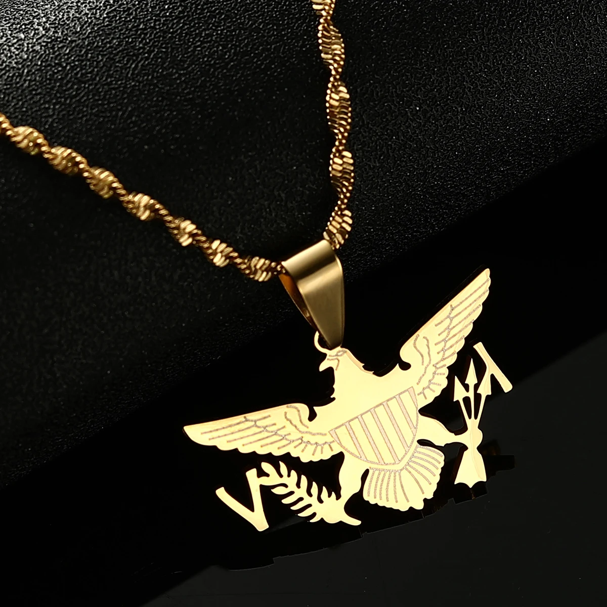 Edelstahl Gold Überzogene Vereinigten Staaten Reines Inseln Flagge Anhänger Halsketten UNS VI ...