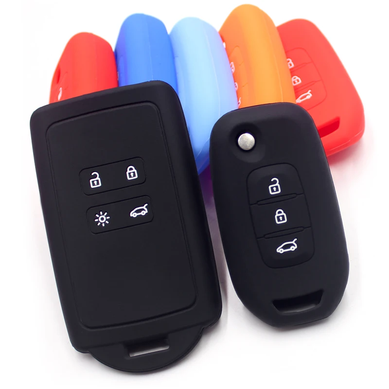 LUNASBORE Silicone rubber car key case cover for Renault KOLEOS Kadjar ...