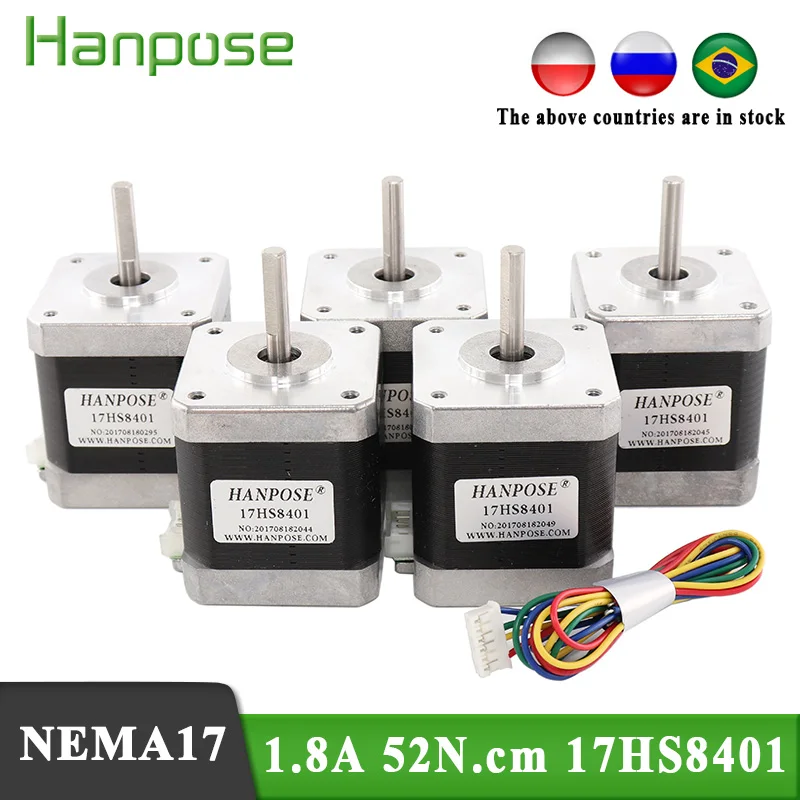 Free-Shiping-5pcs-Nema17-Stepper-Motor-4-lead-48mm-78Oz-in-1-8A-42BYGH ...
