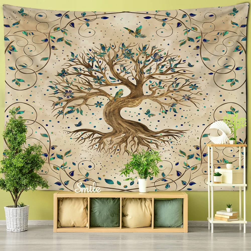 Tree of Life Background Cloth Tapestry Psychedelic Polyester Fabric ...