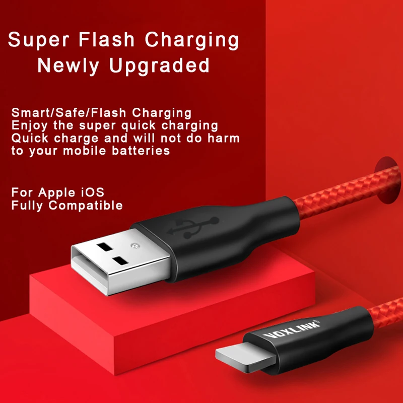 VOXLINK USB кабель с нейлоновой оплеткой для iphone X XS XR, usb-кабель ...