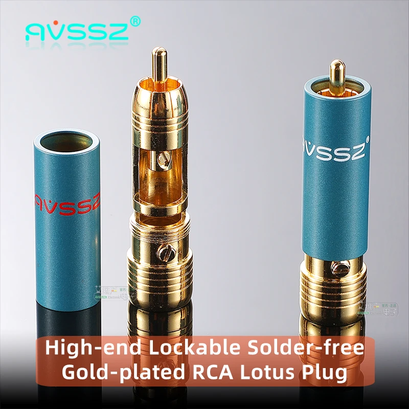 Avssz Gold Plated Rca Connector Rca Lotus Male Plug Self-locking Solder ...
