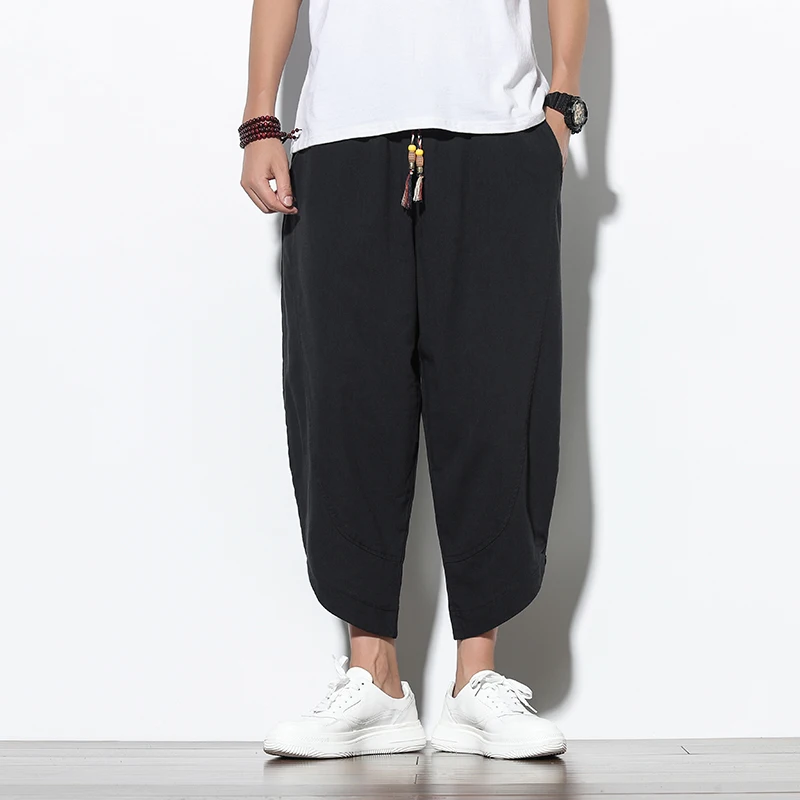 Men Wide Crotch Harem Loose Pants | Cropped Pants Mens Wide Legs - Men ...