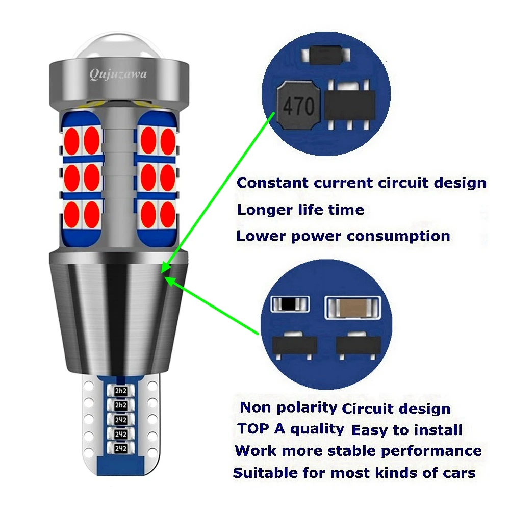 2 шт., автомобильные светодиодсветодиодный лампы T15 W16W WY16W для ...