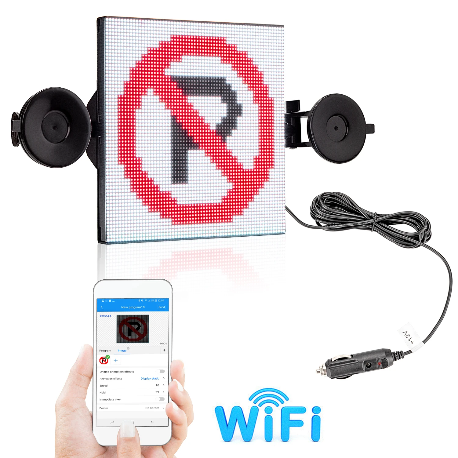 12V-CAR-LED-Display-APP-Control-RGB-WiFi-Programmable-Scrolling-Message ...