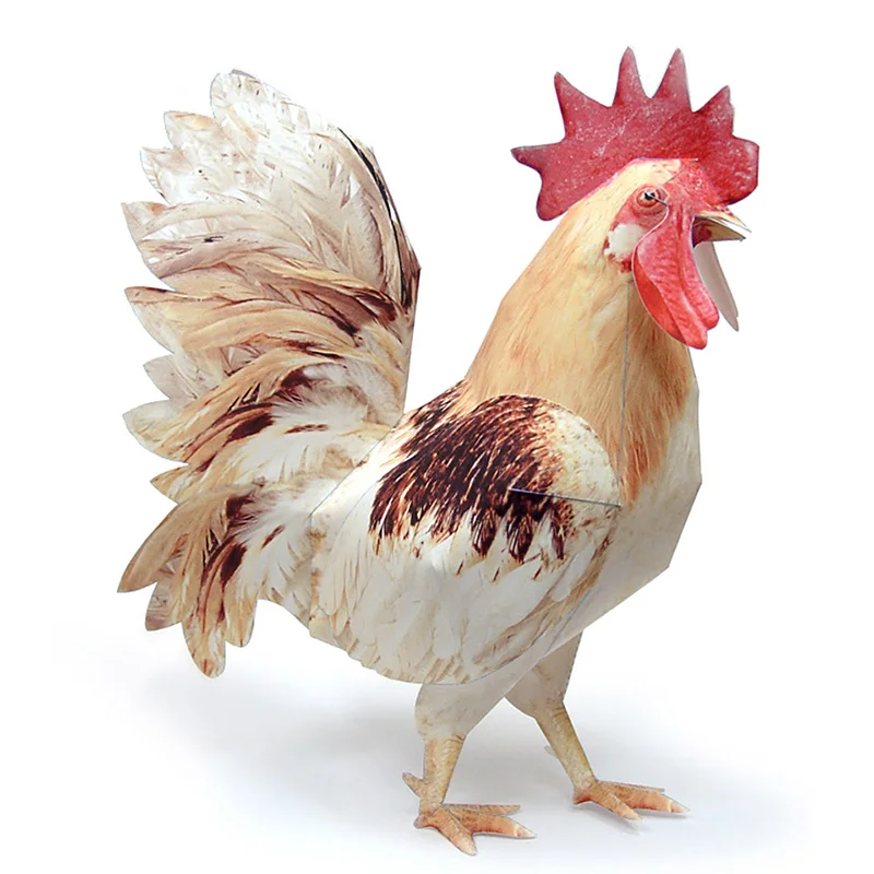 Chicken Cock Paper Model Realistic Animal Mini Cute Folding Origami Art ...