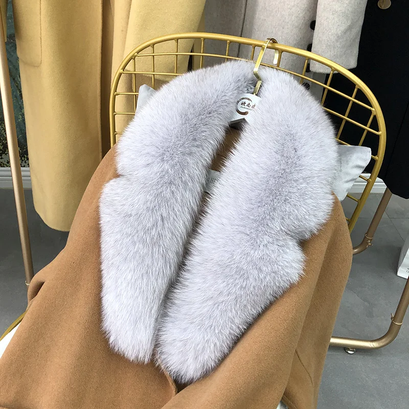 리얼 폭스 모피 칼라 겨울 천연 여우 모피 스카프 정장 칼라 정품 폭스 모피 목도리 머플러 여성 패션 따뜻한 액세서리 랩여성용