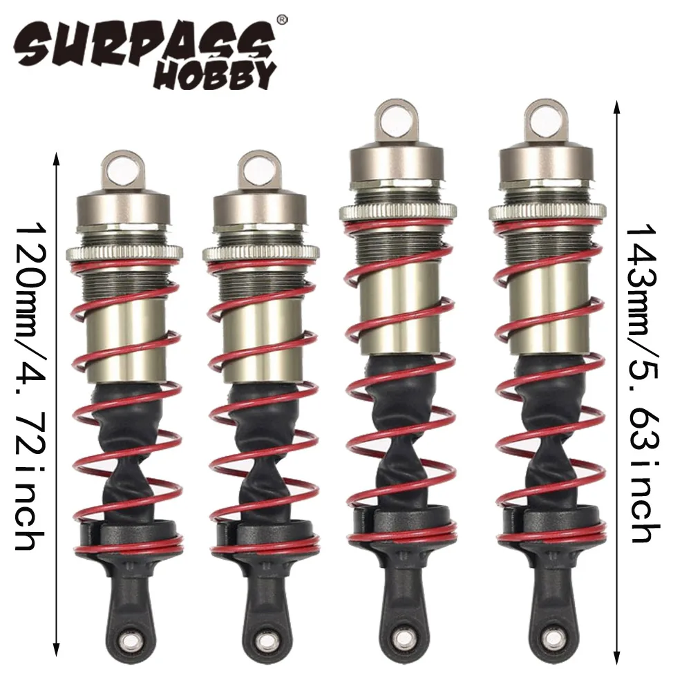 4Pcs Shock Absorber 120mm Front 140mm Rear Metal Damper Suspension for ...