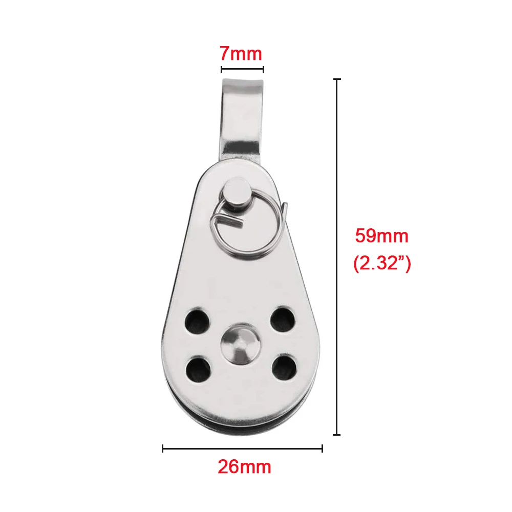 Silver 4 Pieces Single Wheel Pulley Block Top Grade 316 Stainless Steel ...