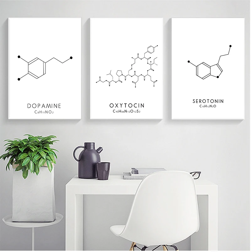 Black & White Wall Art Molecular Structure Print Science Wall Decor ...