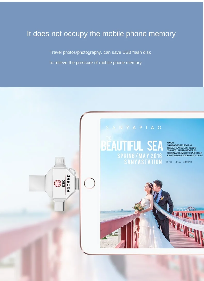 Clé USB 4 en 1 - Argent - 128 Go - Compatible iPhone, Android, PC - USB 3.0 - OTG Type-C ...