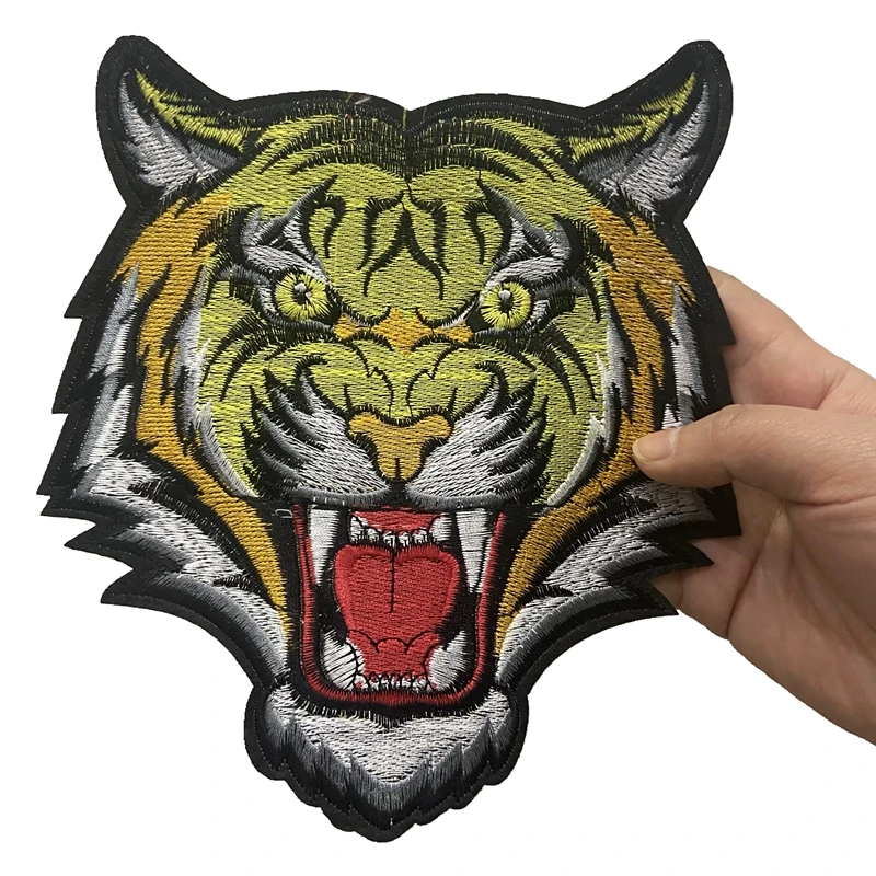 Embroidered Yellow Tiger Head Patch Iron On Perfect Quality Custom ...