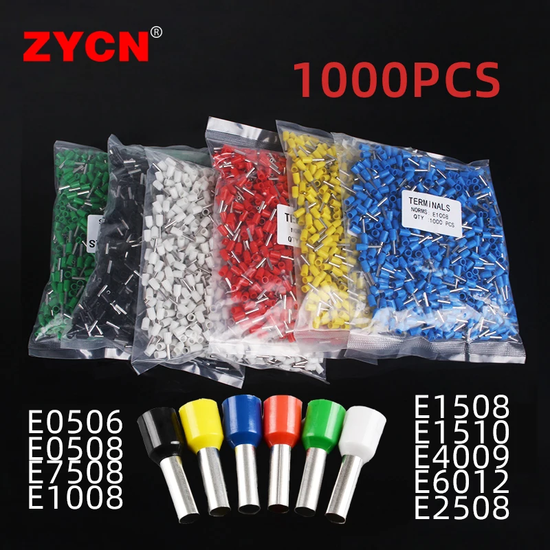 1000pcs-E0508-Insulated-Ferrules-Terminal-Block-Cord-End-Wire-Connector ...