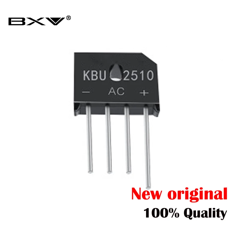 5PCS KBU2510 25A 1000V rectifier bridge stack straight plug flat bridge ...