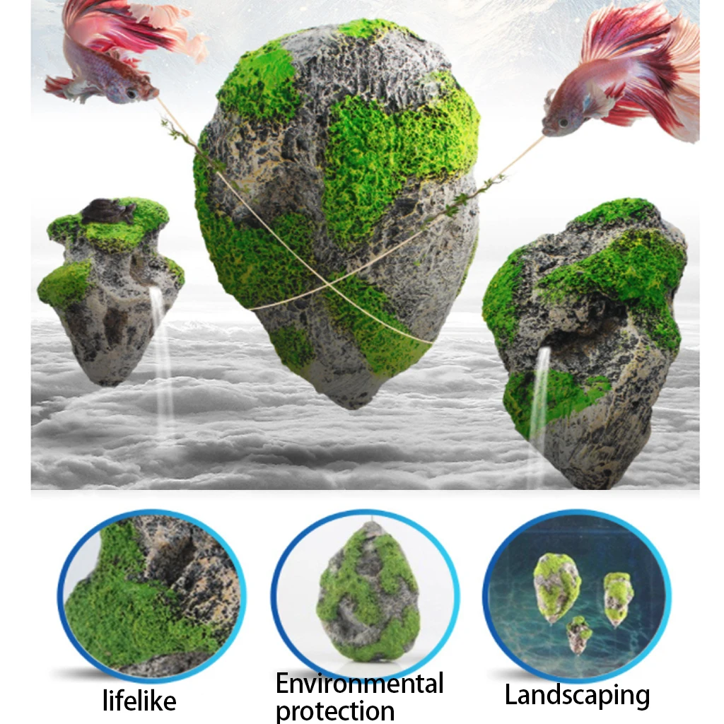 Fish tank ornament rock Floating Rock Suspended Artificial Stone ...