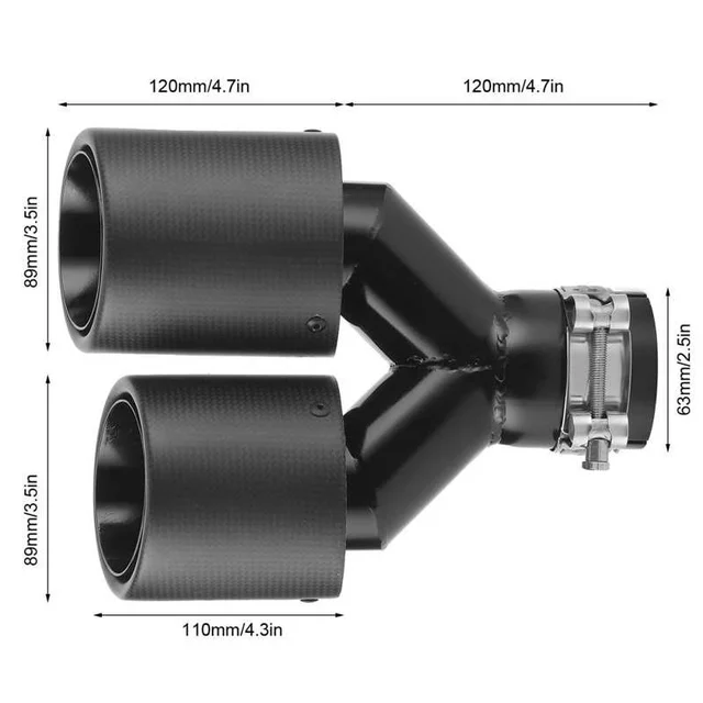 Universal Exhaust Pipe Dual Outlet Muffler Tip Y-Shape Tail Throat ...