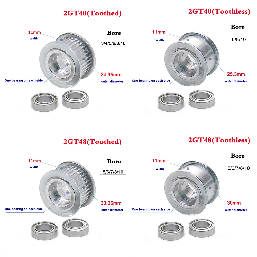 2GT 40 Tooth 60 Tooth Synchronous Wheel Idler Pulley With Double Side ...