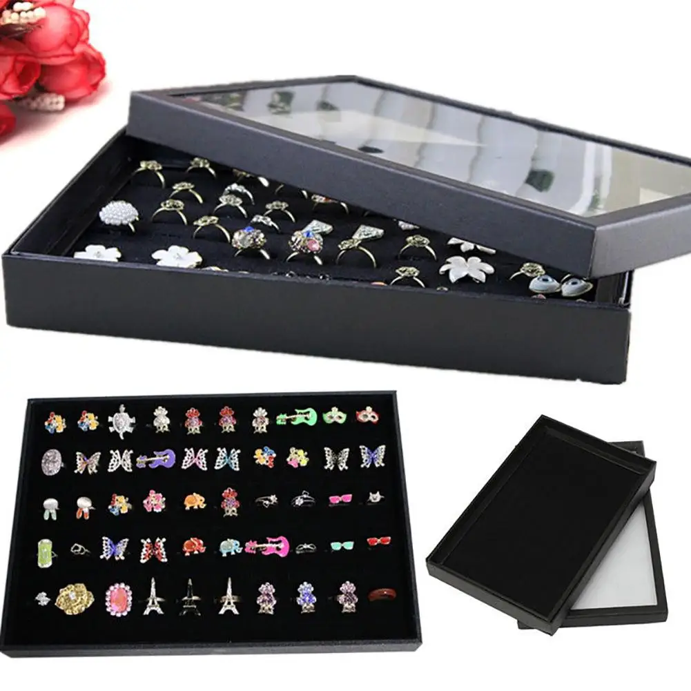 100-Slot-Velvet-Ring-Jewelry-Tray-Stackable-Organizer-for-Storage-Box ...