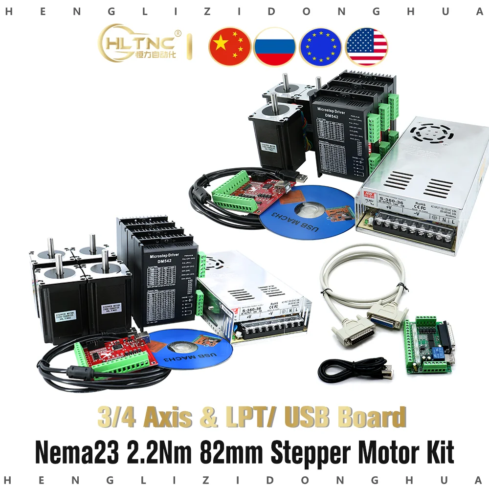 Hltnc 3 4 Axis Kit Cnc Nema 23 2.2n 82mm Stepper Motor Driver Tb6600 ...