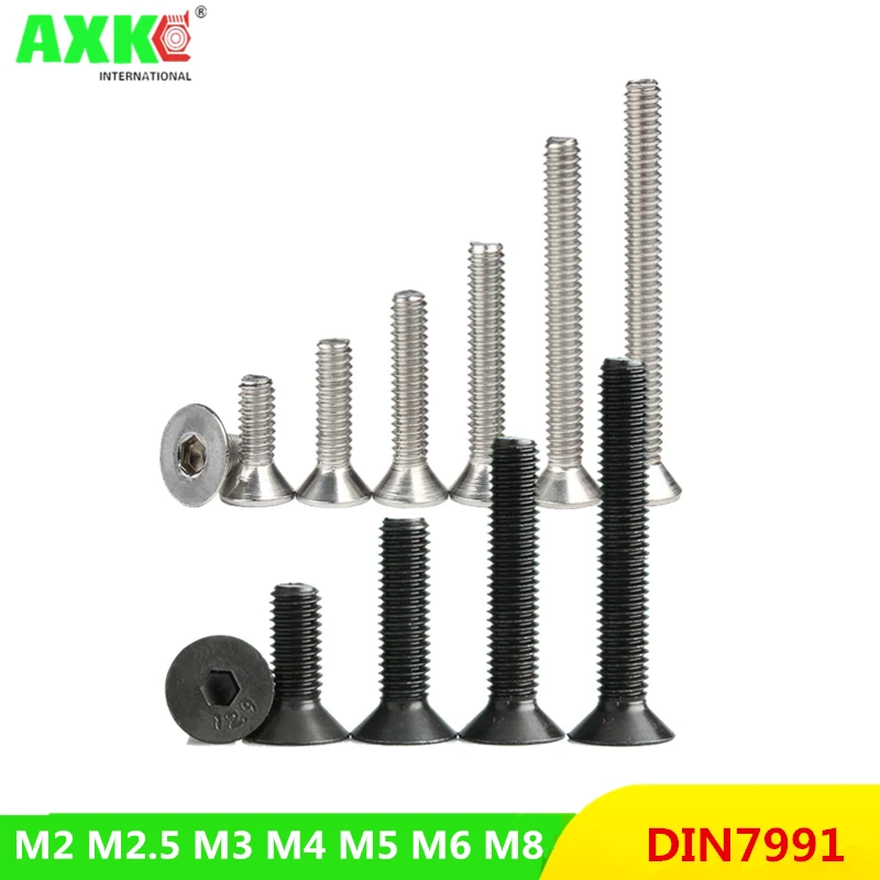 50 /10pcs M2 M2.5 M3 M4 M5 M6 M8 Din7991 Stainless Steel 304 Or Black Grade 10.9 Hexagon Hex ...