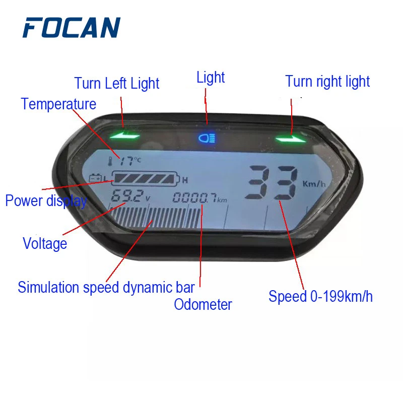 48v 60v 72v Universal Electric Motorcycle Digital Lcd Odometer ...