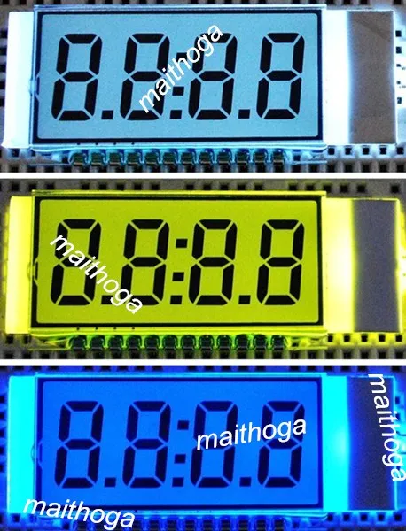 12PIN TN Positive 4 Digits Segment LCD Panel White/Yellow Green/Blue ...