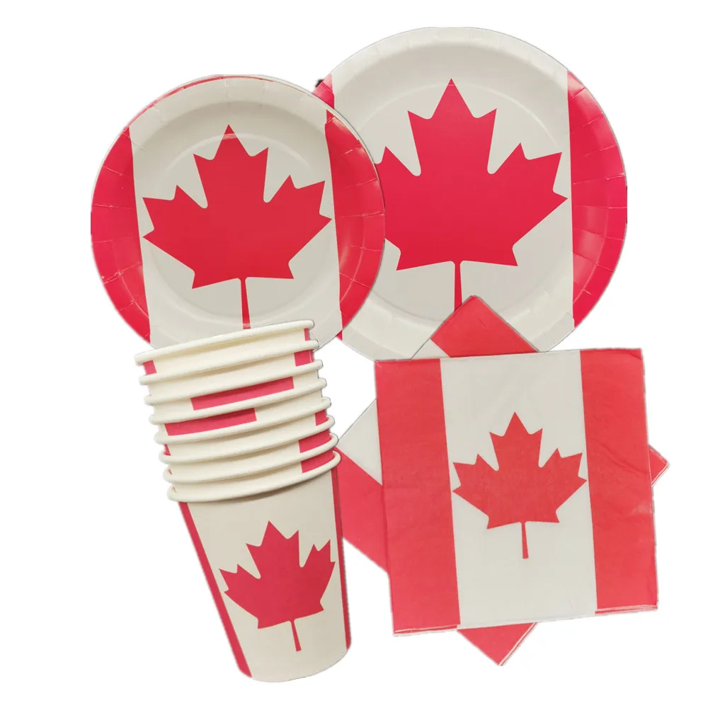 Red-Maple-Leaf-Theme-Disposable-Tableware-Set-Canada-Day-Wedding-Party ...