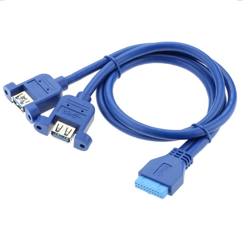 USB 3.0 Dual Ports Female Screw Mount Type to Motherboard 20pin Header ...