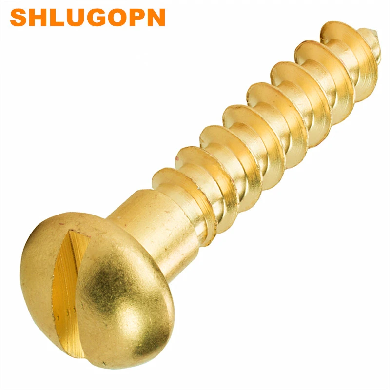 100pcs Solid Copper Brass Round Chamfer Mushroom Slotted Fastdrive Head ...