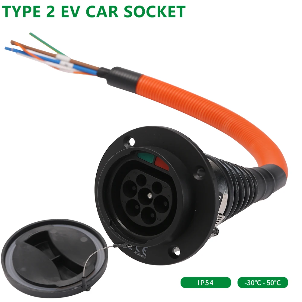 IEC 62196 Type 2 EV Car Side Socket EVSE 16A 32A Electric Car Charging ...
