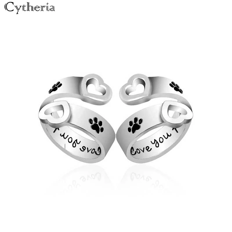 I Will Love You Forever Pet Paw Prints Rings Pet Lover Dog Cat Memorial ...