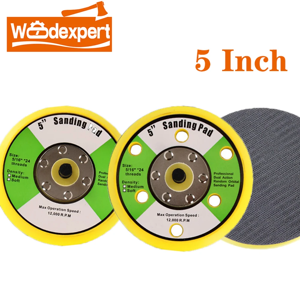 5-Sanding-Replacement-Round-Pads-Disc-6-Hole-Hook-Loop125mm-Backing ...