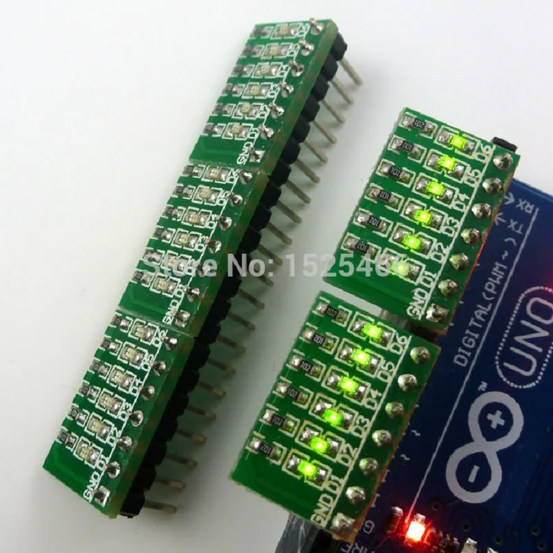 5pcs/lot 3 12V 6Bit Green MCU Expansion LED Module for Breadboard PCB ...