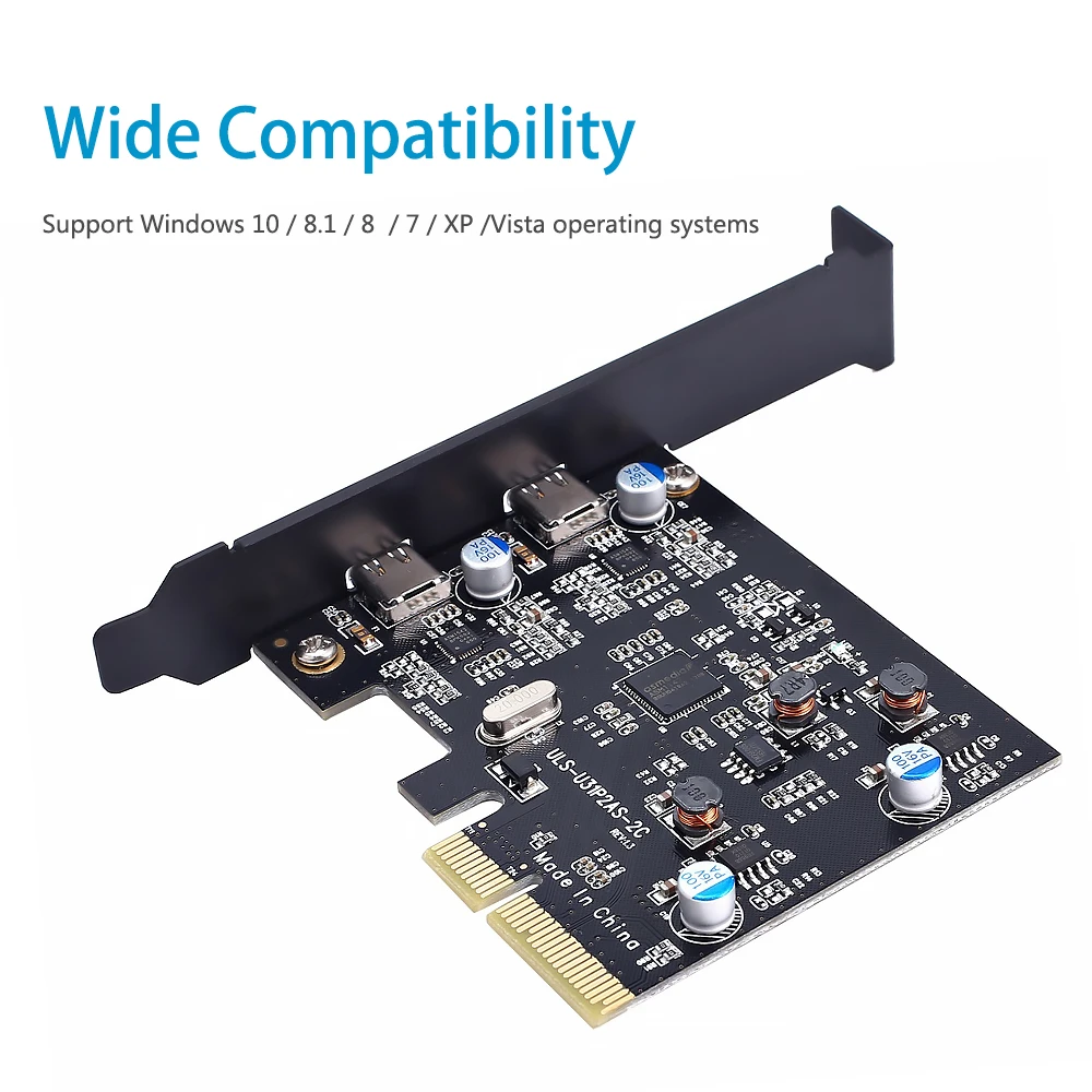 PCI E Express 4X to USB 3.1 Gen 2 (10 Gbps) 2 Port Type C Expansion ...