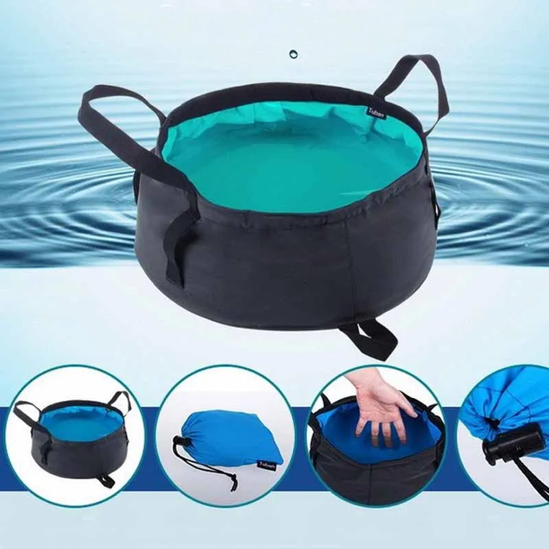 8.5l Large Capacity Outdoor Hiking Camping Fishing Folding Nylon Bucket ...