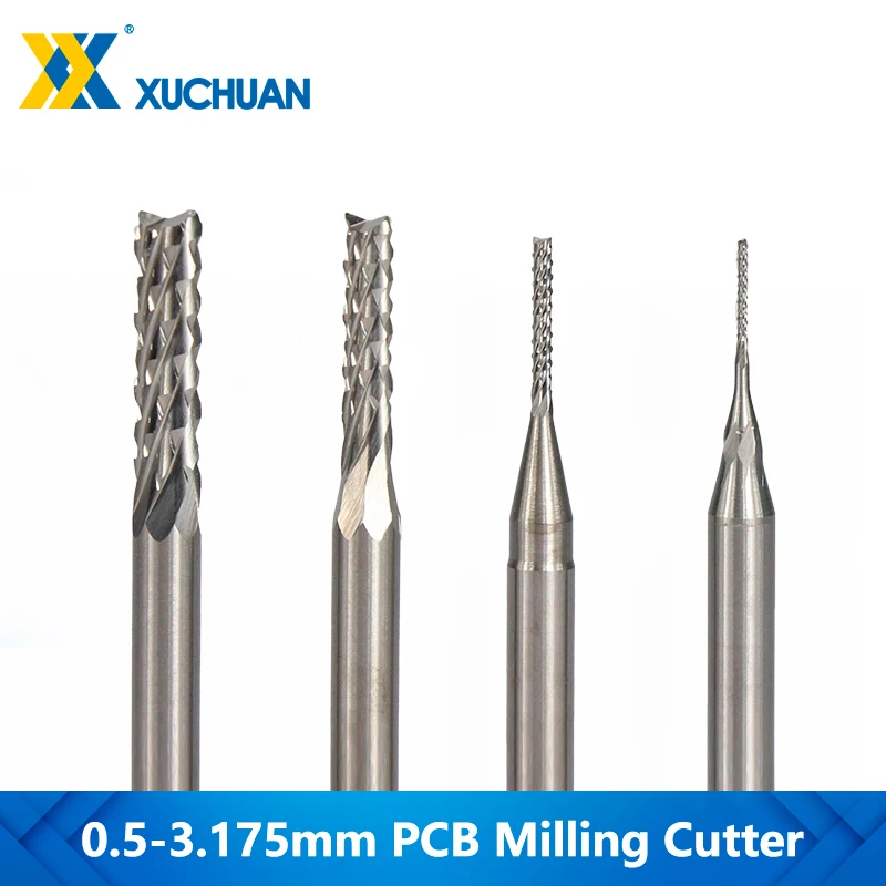 0.5-3.175mm Pcb Milling Cutter 3.175mm Shank Cnc Router Bit Carbide End ...