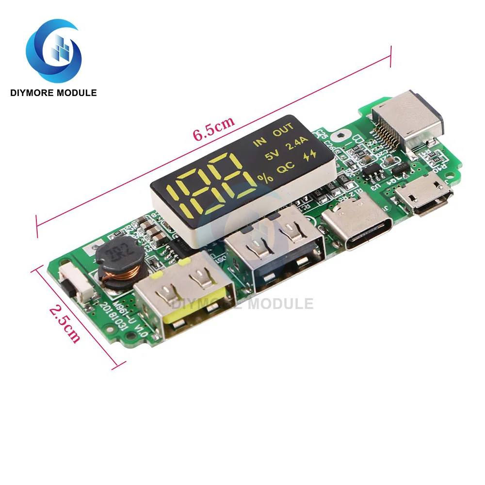 Dual-USB-5V-2-4A-Charge-Board-Micro-USB-Type-C-18650-Power-Bank-Box ...