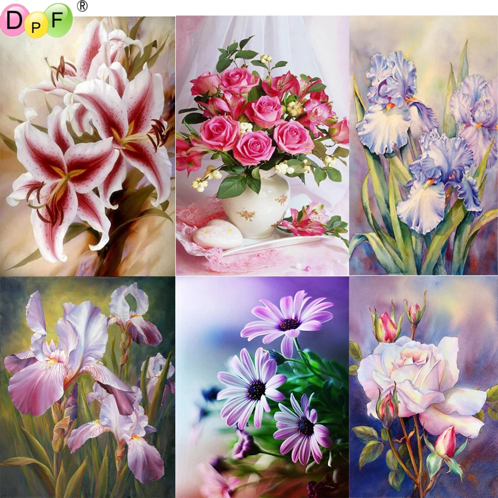 DPF 5D Round/square full Diamond Painting Cross Stitch flower Crafts ...