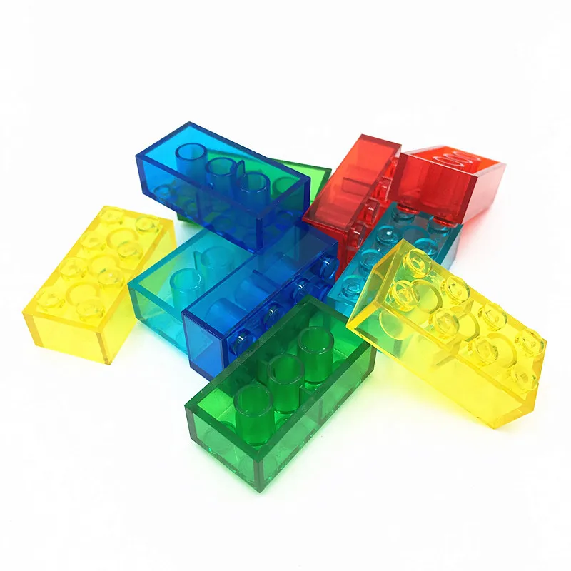 100g Diy Transparent Red Building Block 2x4 1x1 Green Blue Bricks Dots ...