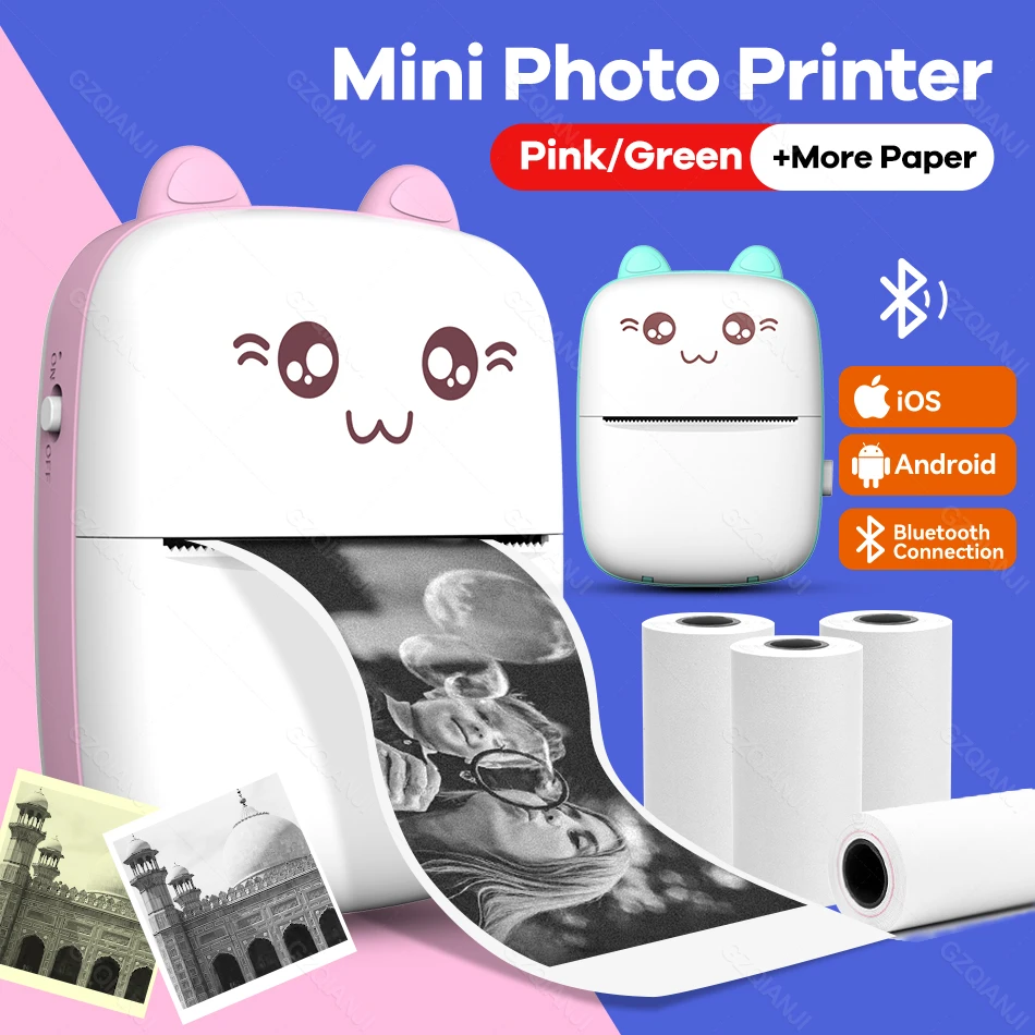 Portable Mini Wireless Thermal Photo Printer Pocket Cute Sticker ...