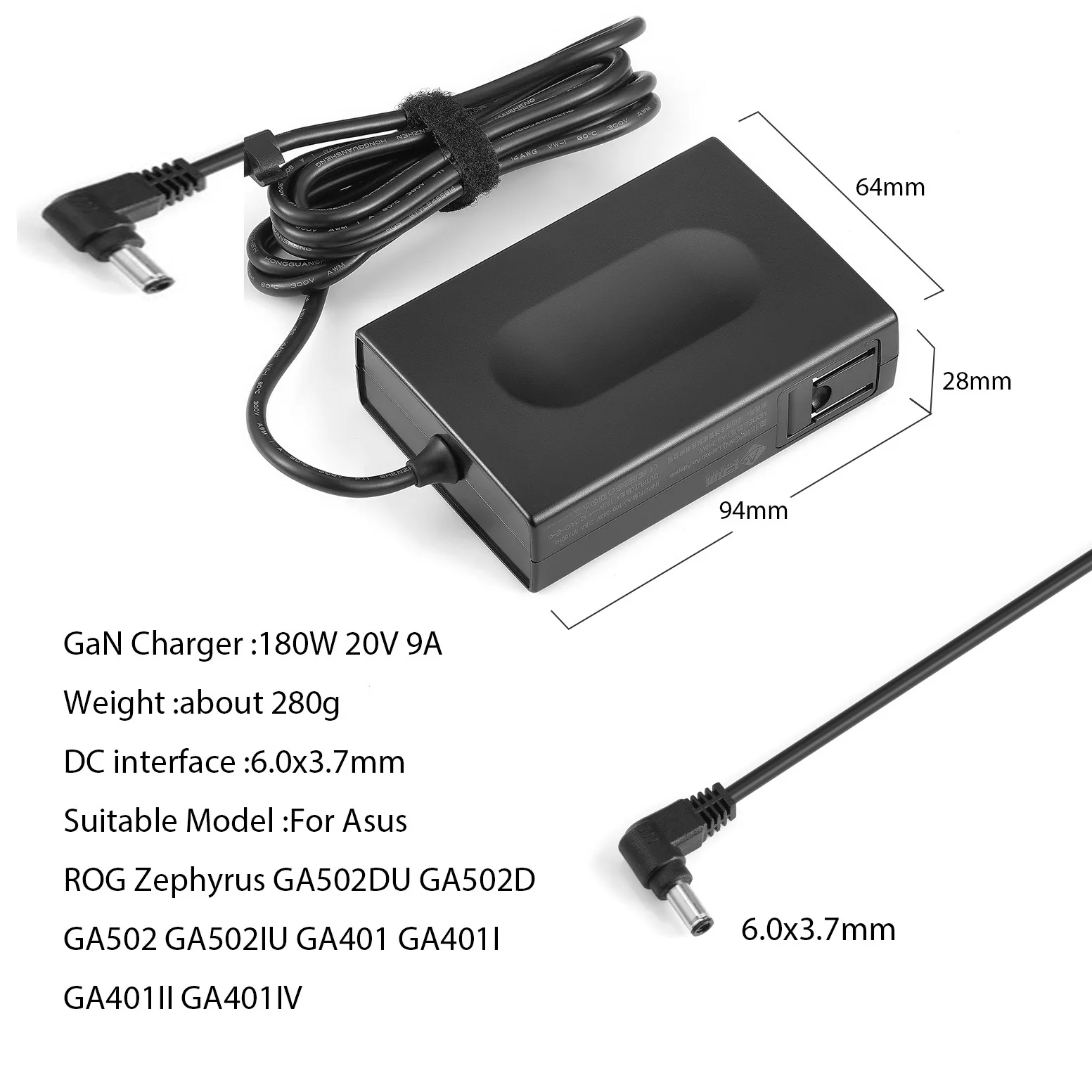 180W-GaN-Charger-20V-9A-Portable-AC-adapter-For-ASUS-ROG-Zephyrus ...