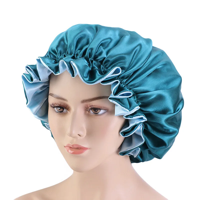 Satin-Bonnet-Sleeping-Cap-Double-Color-Ding-Big-Lace-Nightcap-Extra ...