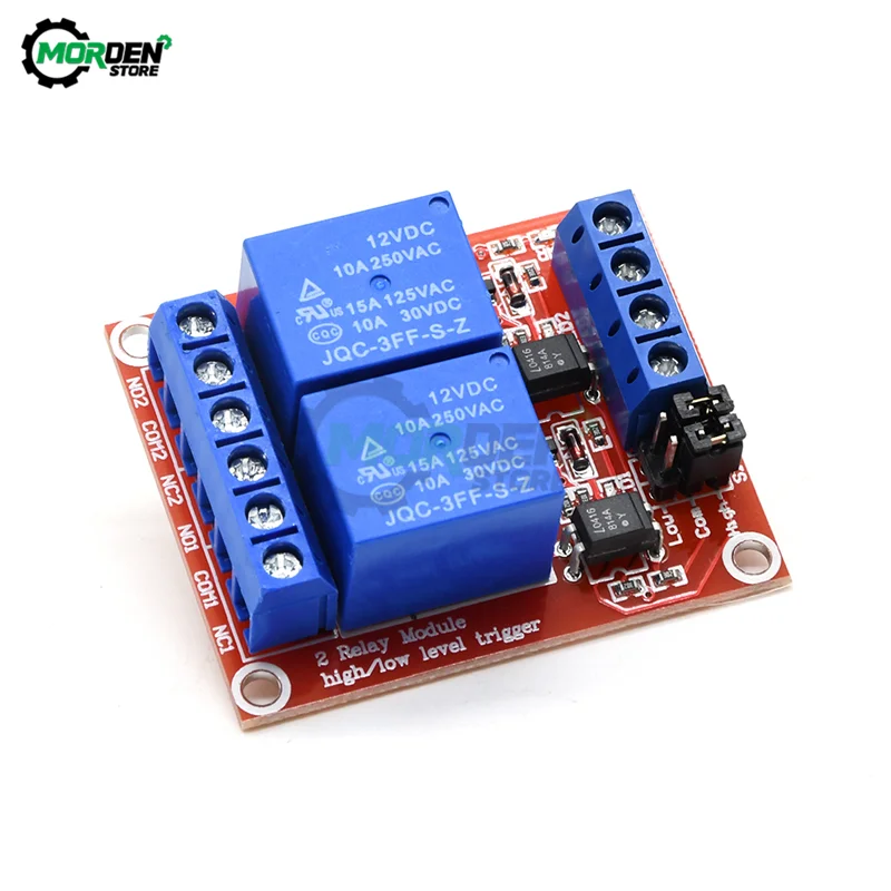 2 Channel Relay Module 12V 24V High and Low Level Trigger Relay Control ...