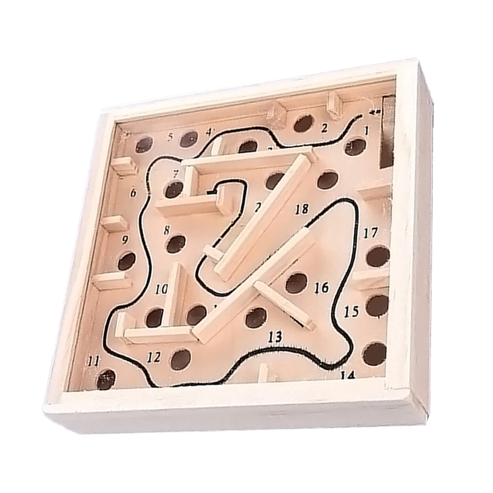 Wooden Labyrinth Maze Game Ball Table Beads Board Tilt Balance ...