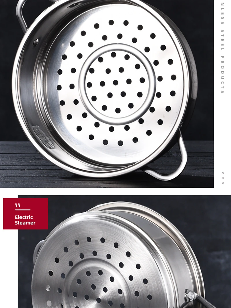 Cuiseur vapeur,Panier de cuisson à vapeur en acier inoxydable, avec Double oreille, cuiseur de ...