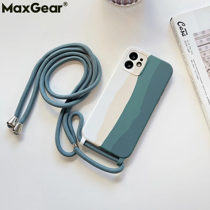 Liquid-Silicon-Hang-Neck-Strap-Lanyard-Case-For-iPhone-15-14-13-12-Mini ...